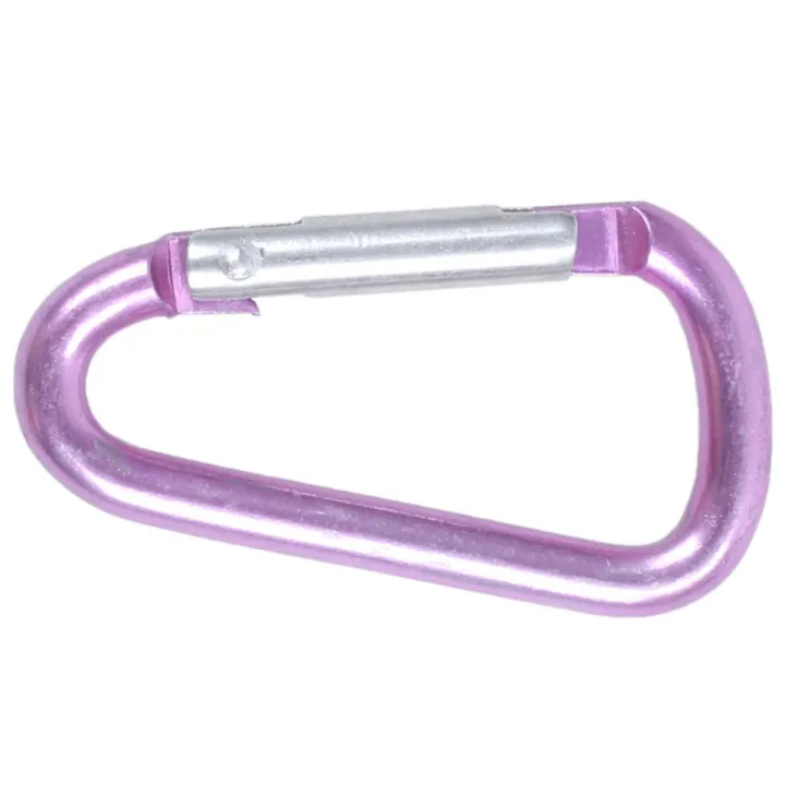 Pink aluminum alloy D-shape spring-loaded gate closure carabiner ...