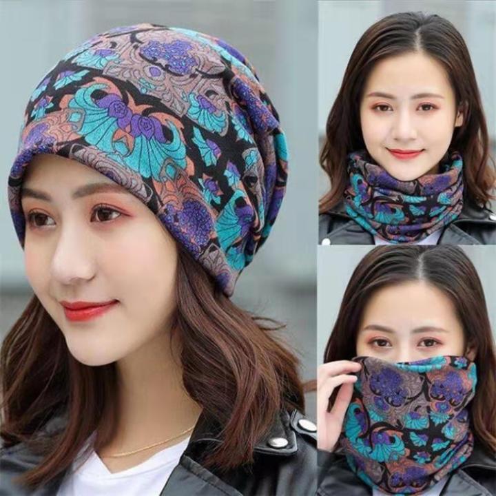 Fashion Double Head Cap Bib Twist Cap Multi-Functional Printed Scarf ...