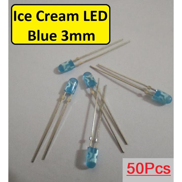 50Pcs- 3mm ICE CREAM BLUE Colorful 3mm Ice Cream LED Light Bulbs 3mm ...