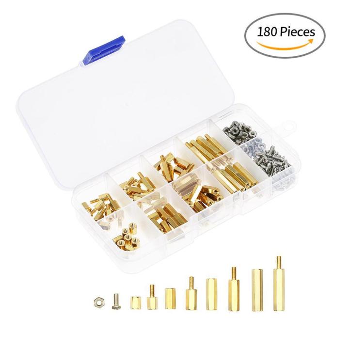 180 Pieces Male Female Hex Brass Spacer Standoff Screws Nuts Assortment ...