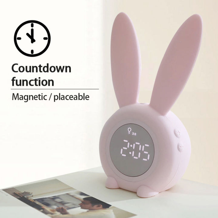 Portable Cute Rabbit Shape Digital Alarm Clock With Led Sound Night ...