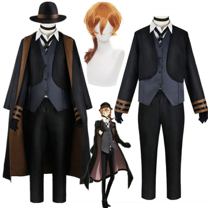 Anime Bungou Stray Dogs Nakahara Chuuya Cosplay Costume Hat Glove ...