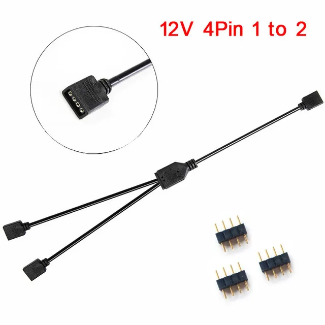 1 to 2 3 Ways Output 3-PIN 4-PIN Female Connector Splitter for RGB ARGB ...