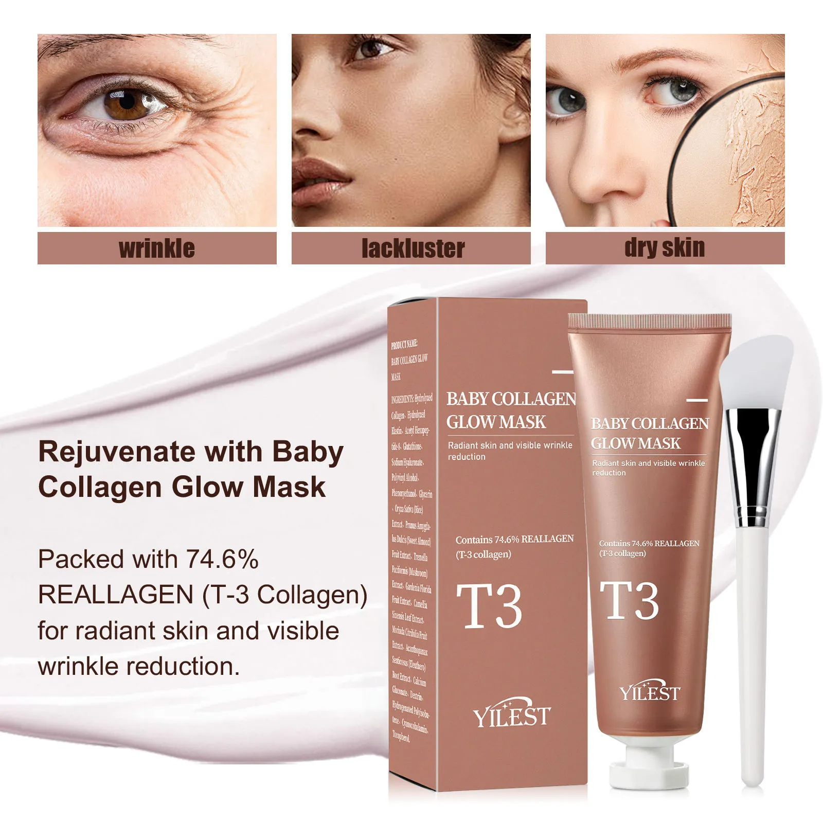 Baby Collagen Glow Mask - Korean Peel Off Mask Skincare Infused with ...