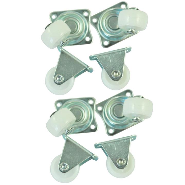 8 Pcs 1 inch Plastic Wheel Rectangle Top Plate Fixed Swivel Caster Set ...