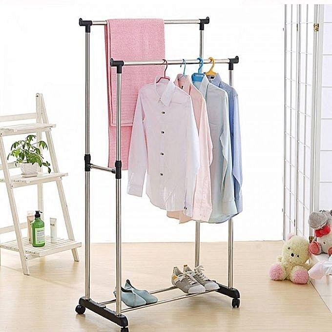 Double Clothes & Shoe Rack - Silver | Daraz.com.bd