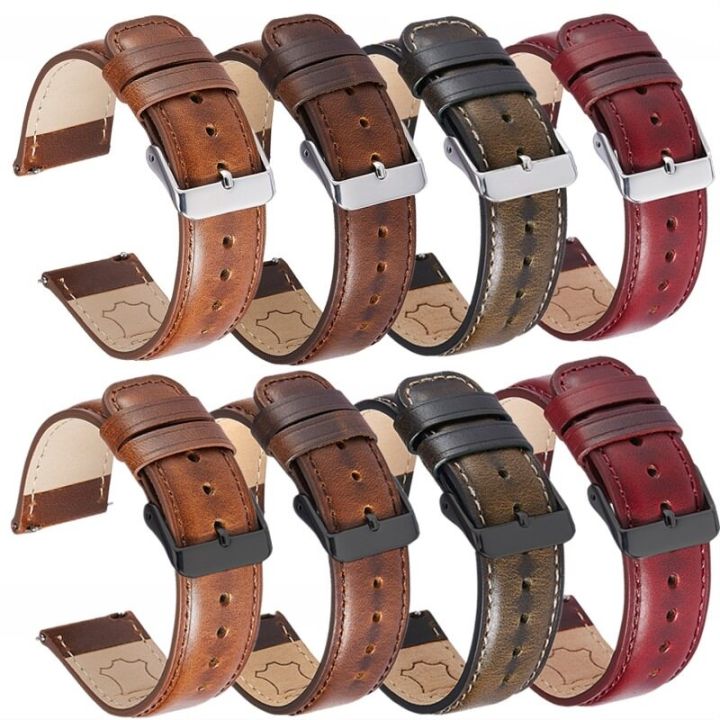 20mm 22mm Quick Release High-grade Oil Wax Genuine Leather Watchband ...