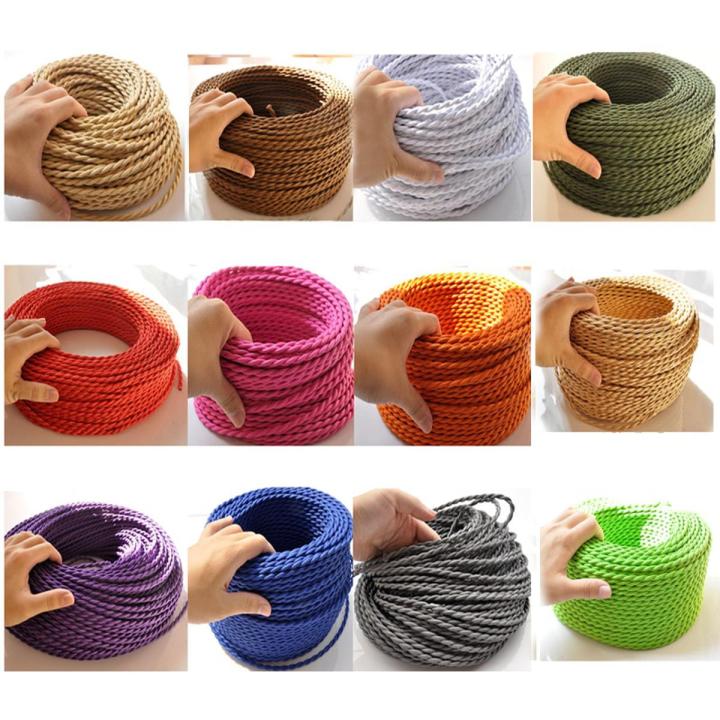 2 Core 0.75mm Vintage Color Twist Braided Flex Power Cable Retro Woven ...