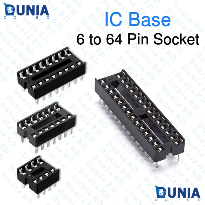 IC Base DIP Integrated Circuit Socket 6 8 14 16 18 20 24 28 32 40 Pin ...