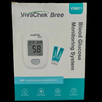 Viva Check Bree Blood Glucose Monitor 10 Strips and 10 Needles Free ...