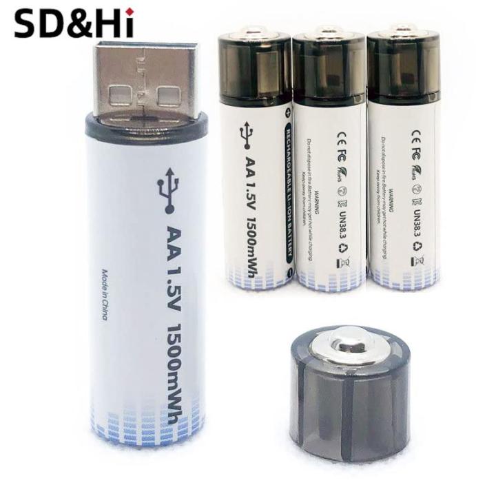 1.5V AA Battery 1500mWh USB Rechargeable Li-ion Battery For Remote ...