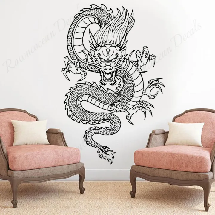 Chinese Dragon Wall Sticker Vinyl Home Decor For Living Room Bedroom ...