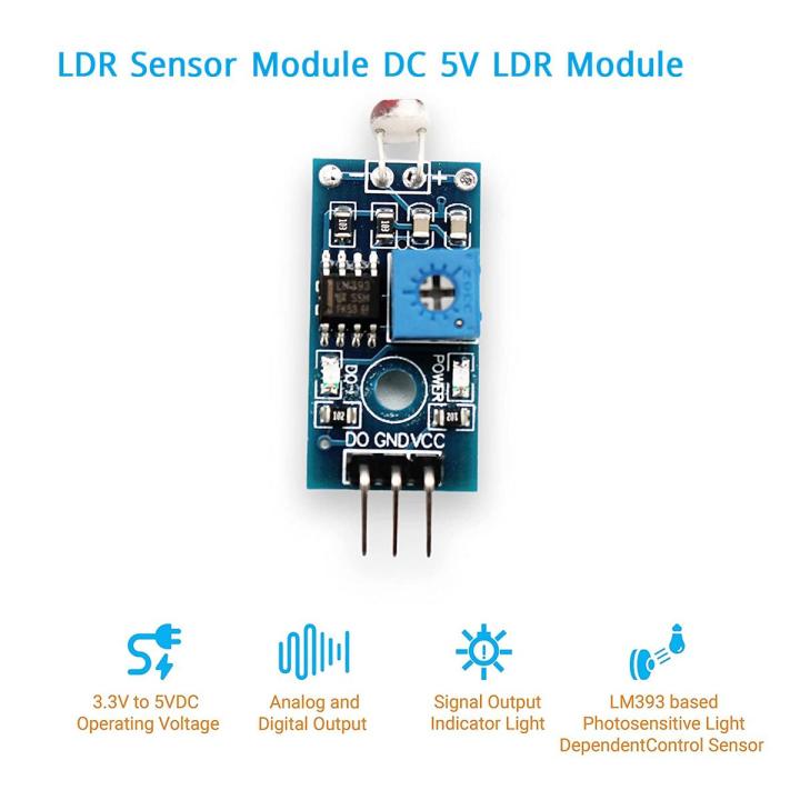 LDR Sensor Module DC 5V LDR Module Circuit Photoresistor Light ...