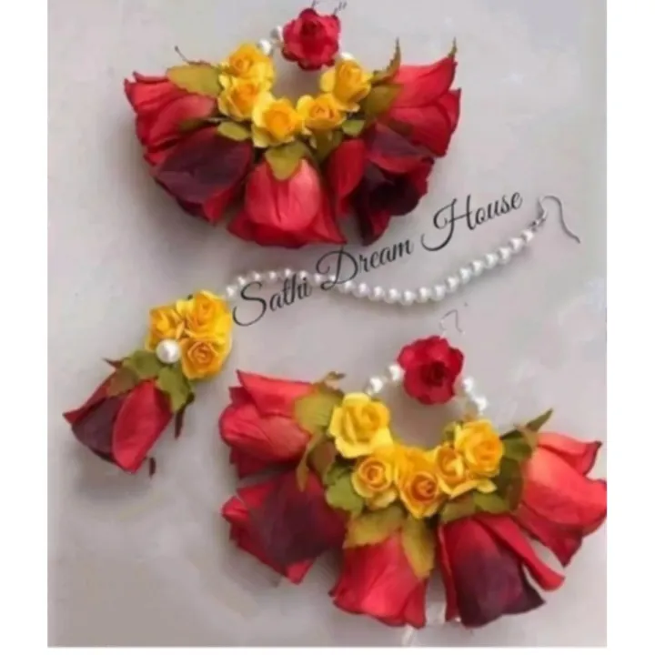 Artificial flower bridal jewellery Set | Daraz.com.bd