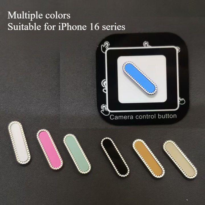 HODON Metal Flash Diamond Touch Side Button Sticker For iPhone 16 Pro 16 Pro Max 16 Plus Camera ...