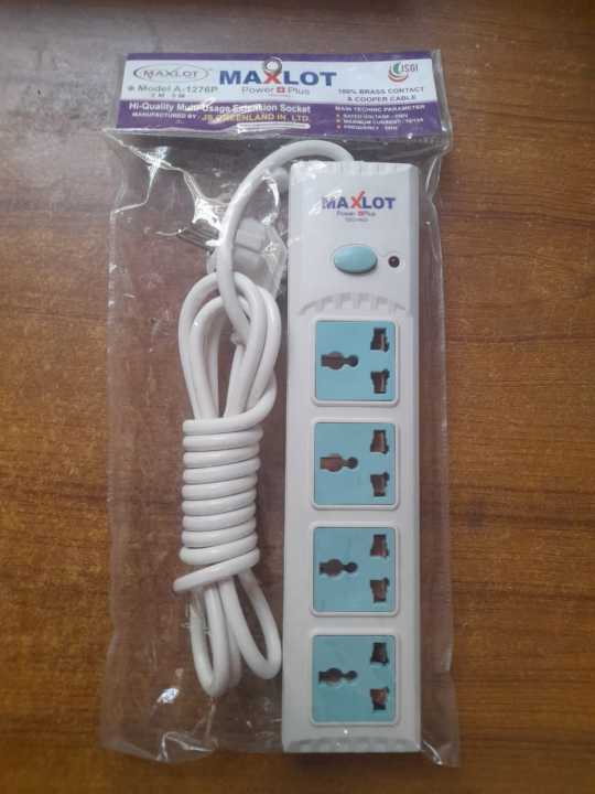 Multi Plug Maxlot ML-1275 Multiplug 4 Port Extention Socket 9 Feet ...