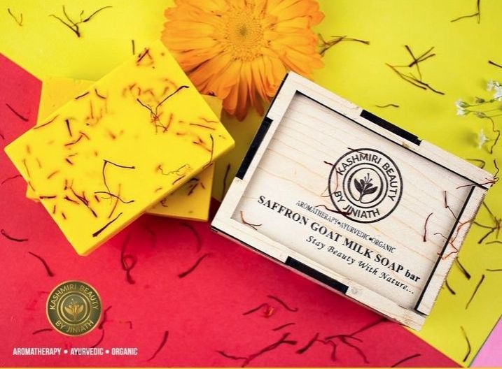Hand Made Goat Milk saffron Soap With Wooden Box 100g | Daraz.com.bd