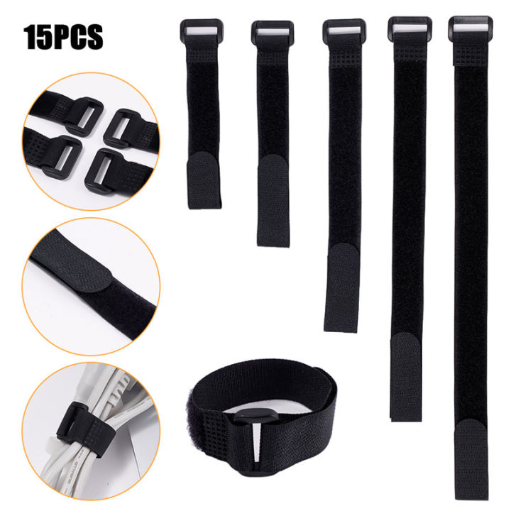 15Pcs Reusable Fastening Cable Straps Hook and Loop Safety Strap Cable ...