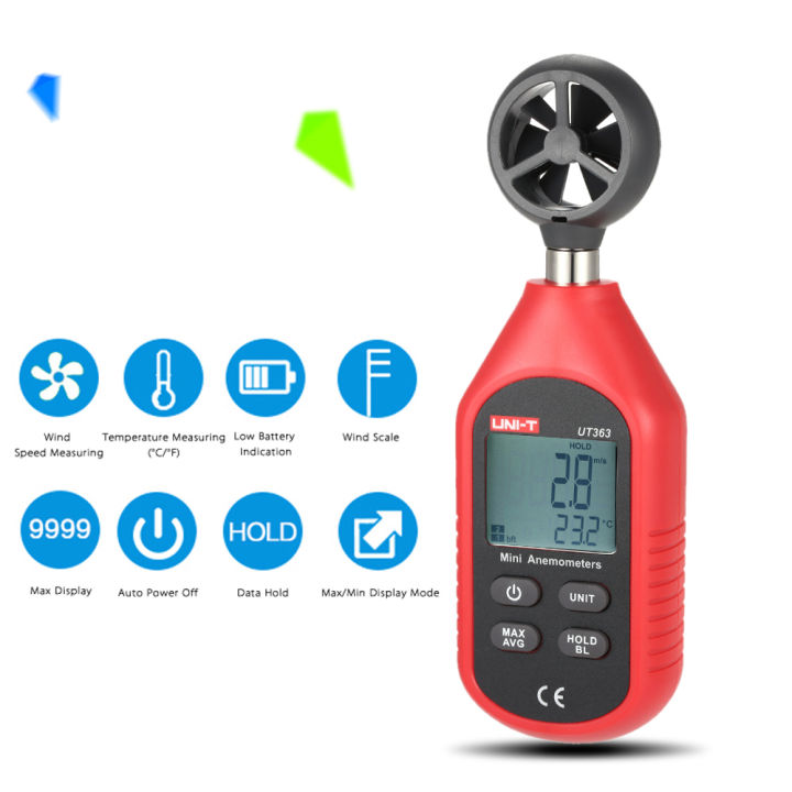 KOGEEK UNI-T UT363 Mini LCD Display Digital Anemometer Wind Speed ...