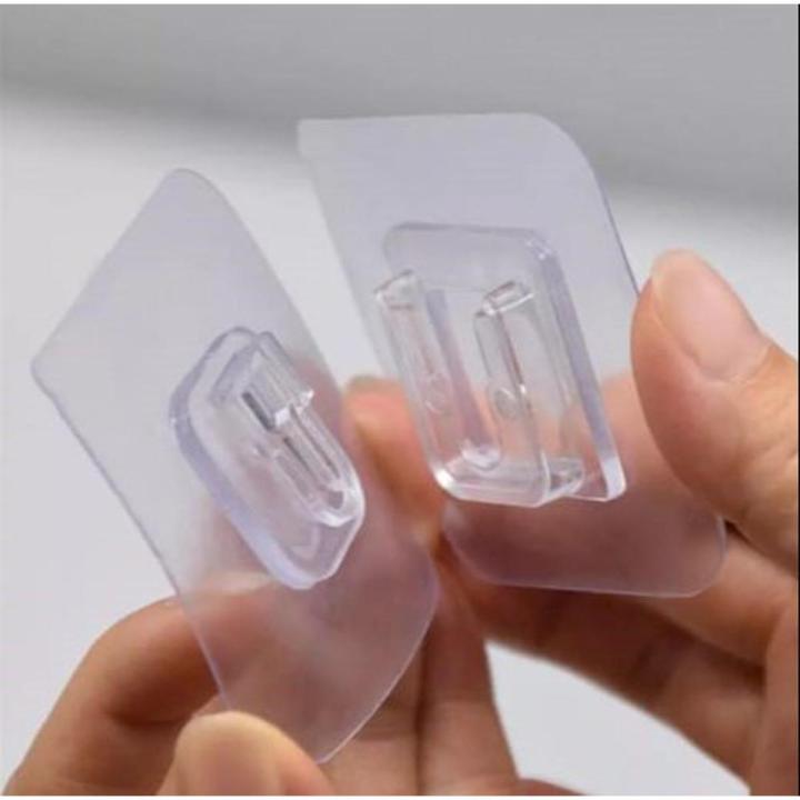 1Pair Double Sided Wall Adhesive Hook Socket2 Pair Double Sided Wall ...