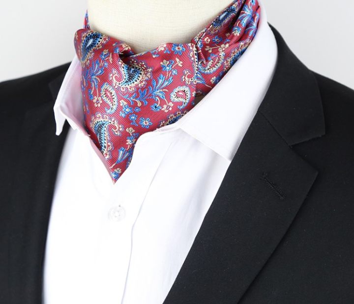 Luxury Classic Paisley Silk Ascot Tie Wedding Party Suit Accessory For ...