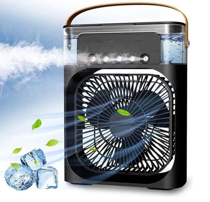 Air Cooler Fan 3 in 1 Mini Portable Fan Humidifier with 7 Colors LED ...