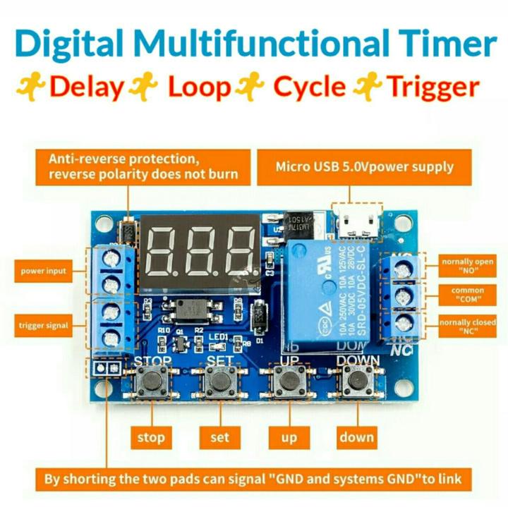 Digital Multifunctional Timer Counter Countdown Tigger Cycle Loop LED ...