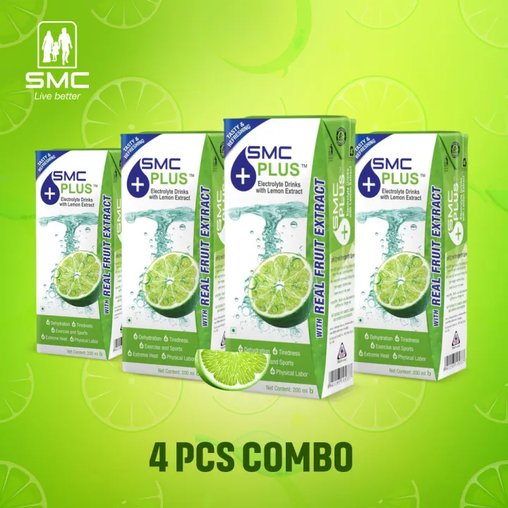 SMC Plus Lemon Flavored Electrolyte Drink 200ml ( 4 pcs combo) | Daraz ...