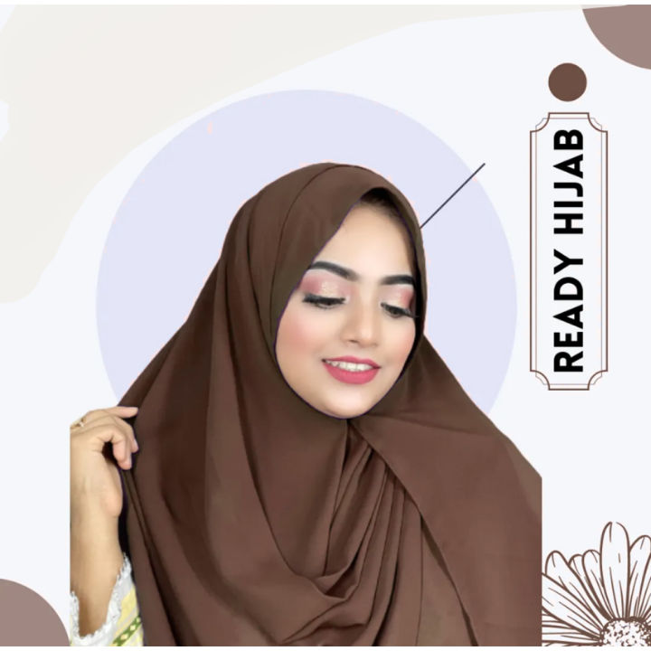 Plain Instant Ready Hijab for College and School Students, Cherry and ...