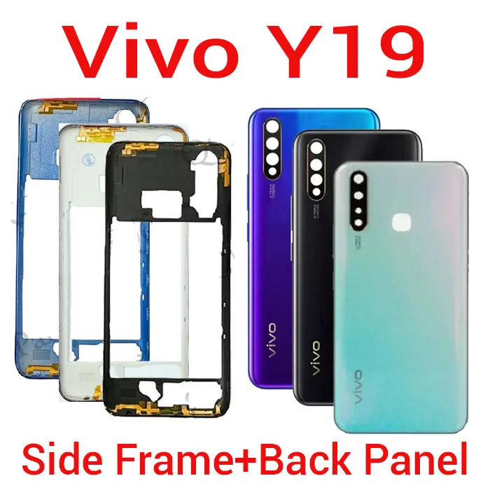 For Vivo Y19 1915 Side Frame + Back Panel Housing + Camera Glass Back ...