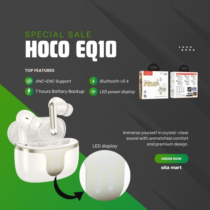 HOCO EQ10 plus wireless Premium earbuds | Daraz.com.bd