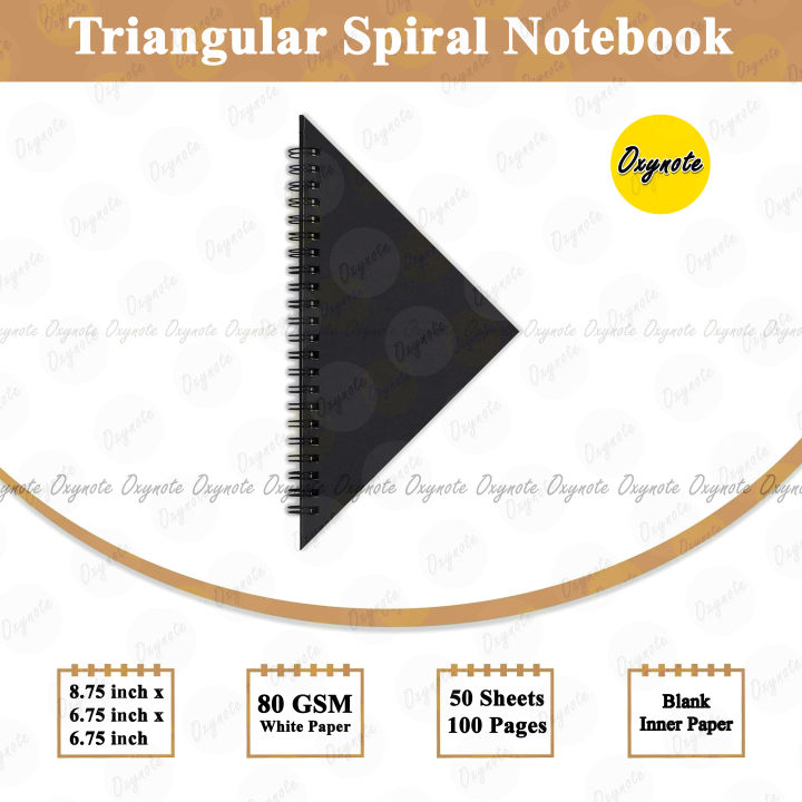 Triangular Spiral Notebook by OXYNOTE - 8.75 x 6.75 x 6.75 inches - 100 ...