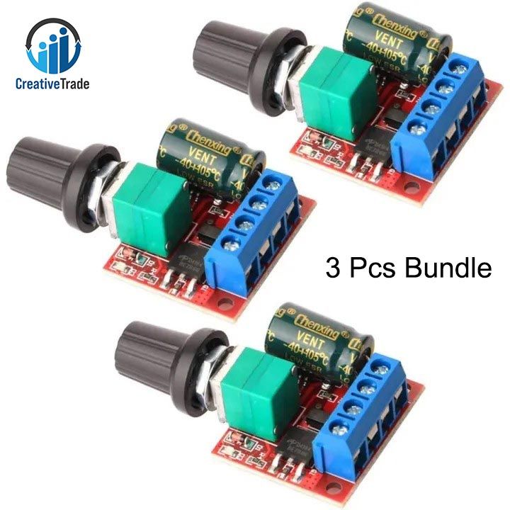 3pcs Mini DC Motor PWM Speed Controller, DC 5V-35V 5A Speed Adjustable ...