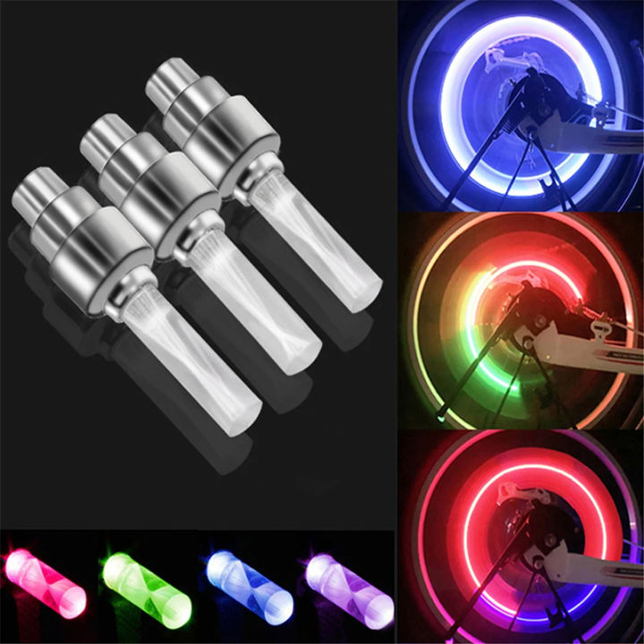 1/2/4pcs Bike Valve Light With Battery Tyre Tire Valve Caps Colorful ...