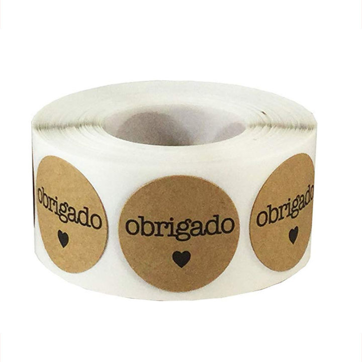 Roll Kraft paper Portuguese Obrigado Thank You Sticker Gift Envelope ...