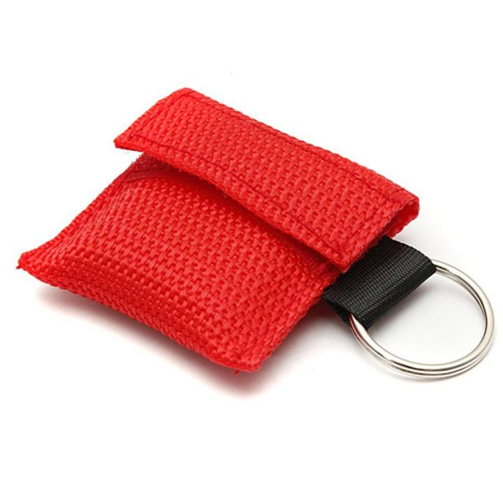 Keychain Bag with CPR Emergency Resuscitator 1- Way Valve Face Shield ...