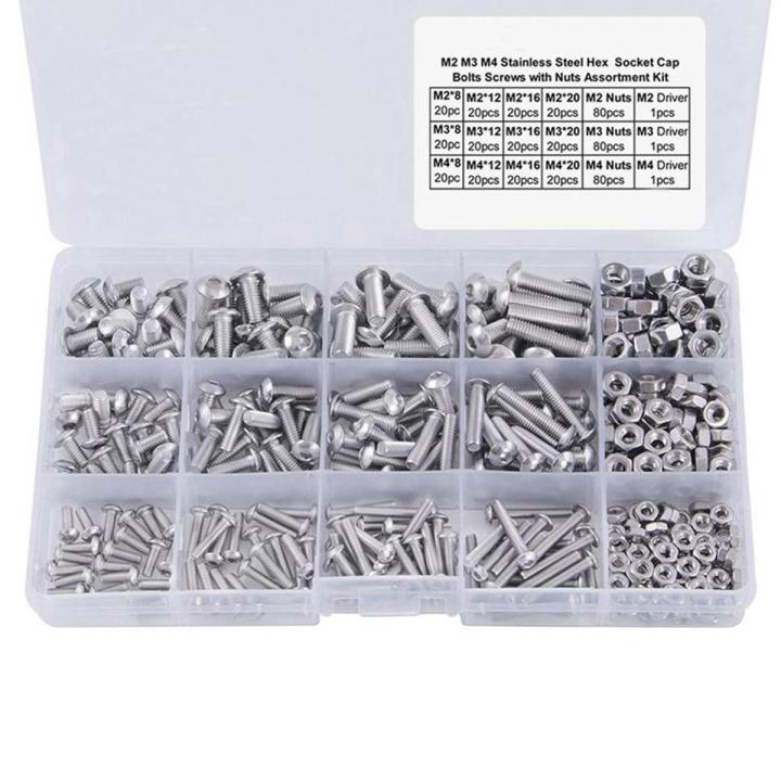 480Pcs Button Head 12 Sizes Screw And Nuts Kit,M2 M3 M4 Steel Assorted ...