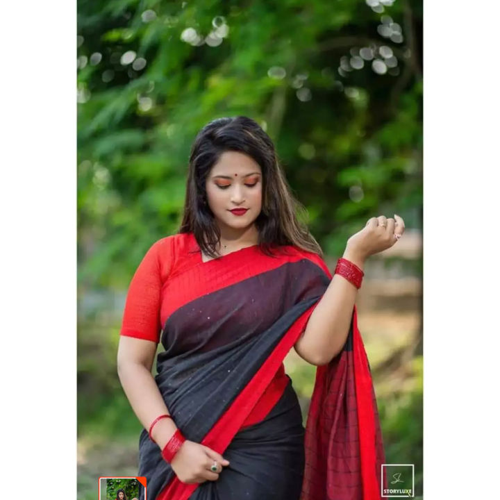 Chumki Saree BlackYellow colour Saree | Daraz.com.bd