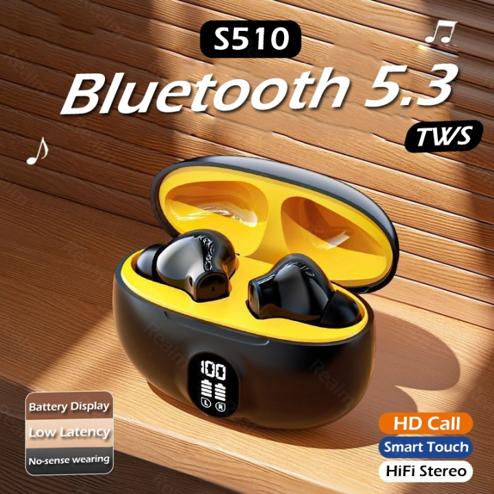 S510 TWS Wireless Bluetooth Headphones 5.3 LED Power Earphones Digital Display Headset Stereo ...