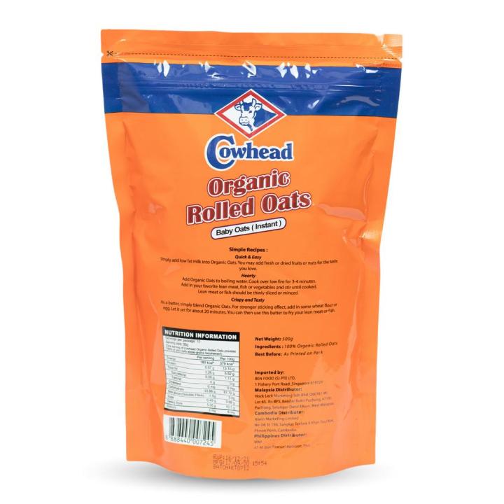 Cowhead Baby Oats Instant Organic Rolled Oats - 500Gm | Daraz.com.bd