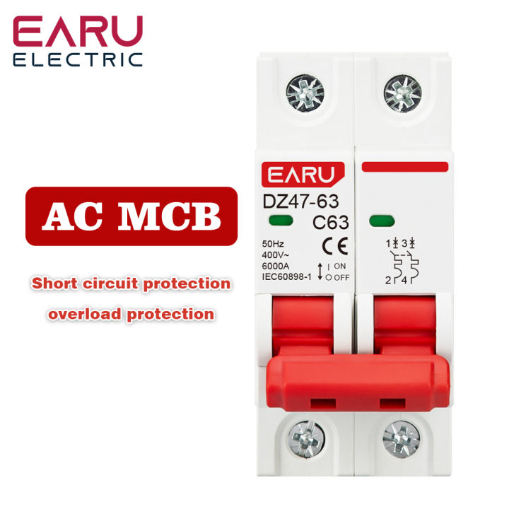 2P AC MCB C Type Circuit Breaker Overload Protection Short Circuit ...