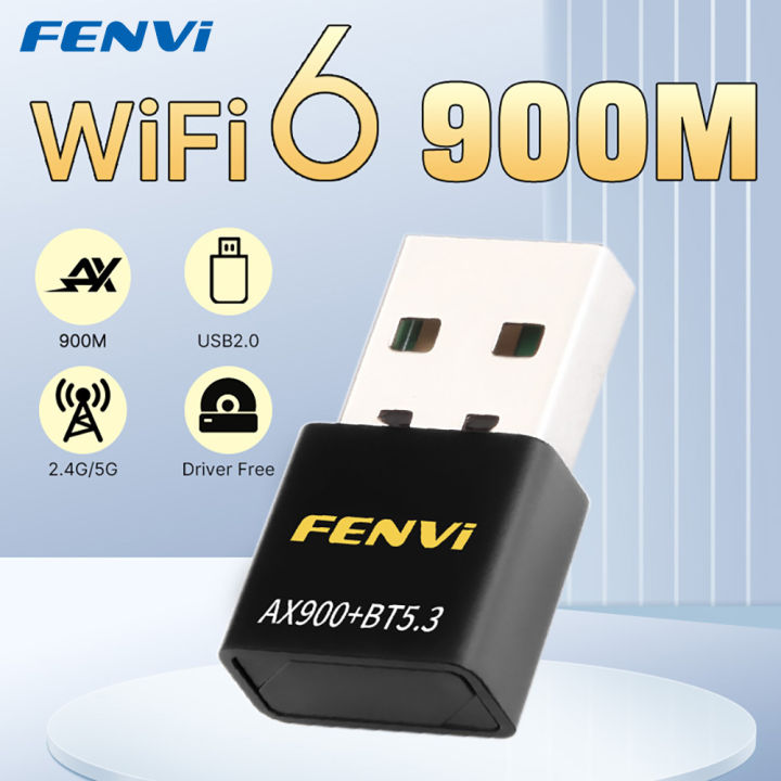 fenvi WiFi 6 AX900 USB Adapter Bluetooth 5.3 2in1 2.4G 5GHz Dual Band ...