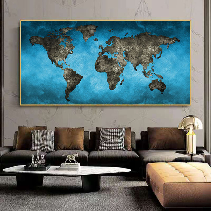 Modern Wall Decoration Art World Map Canvas Painting HD Print Posters ...