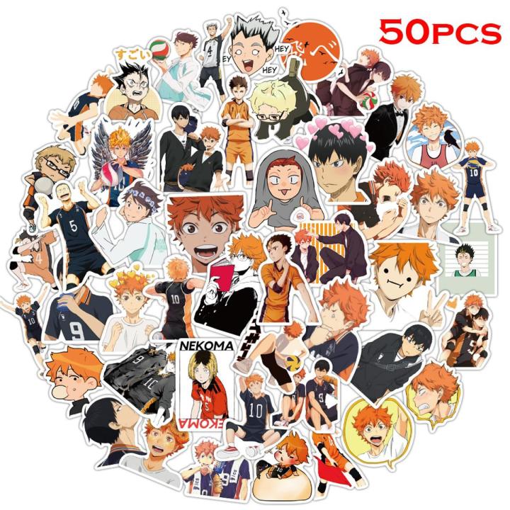 【happy one】50Pcs Haikyuu!! Anime Sticker Volleyball Decal on Guitar ...