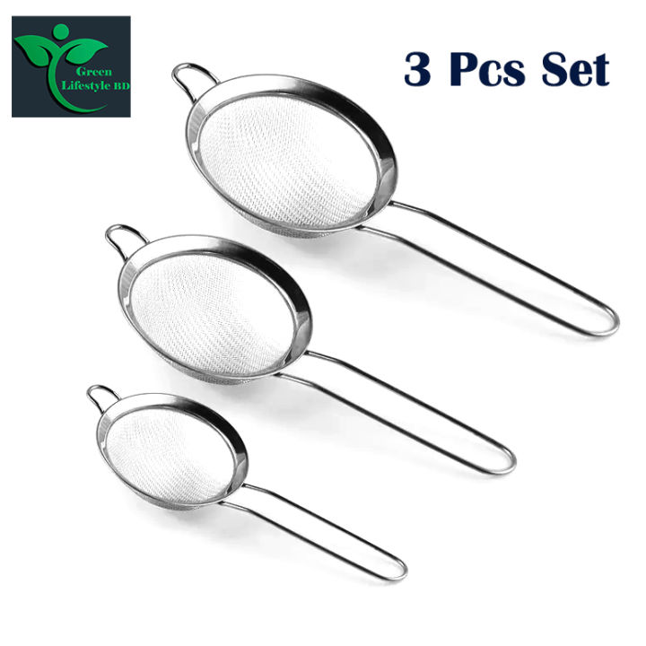 Chakni/Tea Strainer/Fine Mesh Stainless Steel Strainers -1/2/3 Pcs set ...