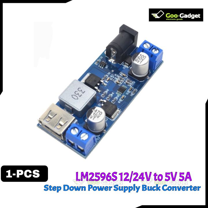 LM2596S DC-DC 24V/12V To 5V 5A Step Down Power Supply Buck Converter Adjustable USB Charging ...