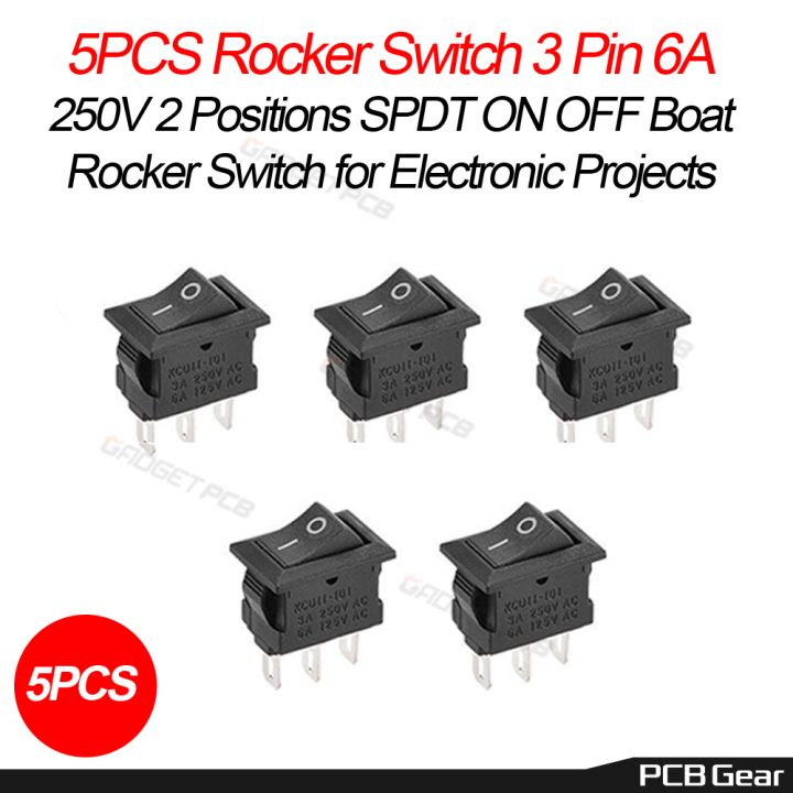 Rocker Switch 3 Pin 6A 250V 2 Positions SPDT ON OFF Boat Power Micro ...