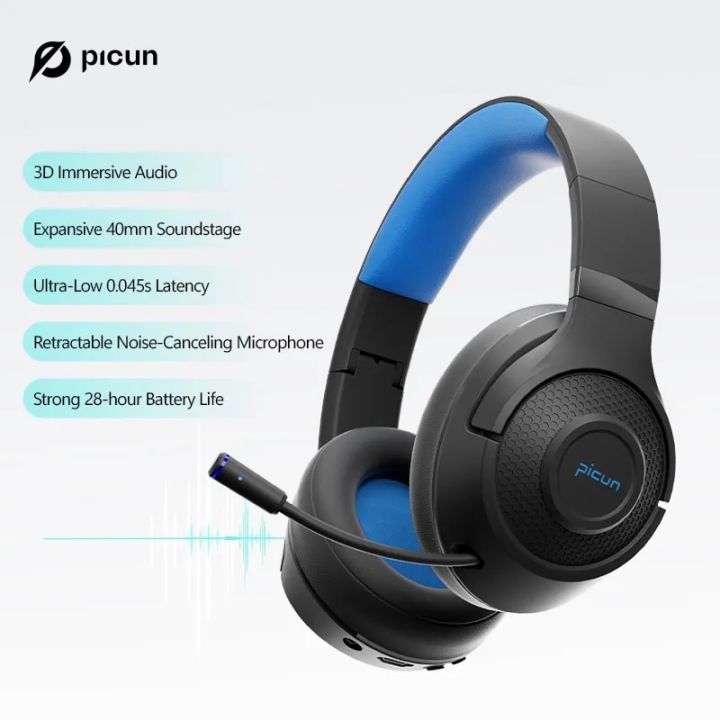 Picun BG01 Wireless Gaming Headset with Microphone Lightweight Over-ear ...