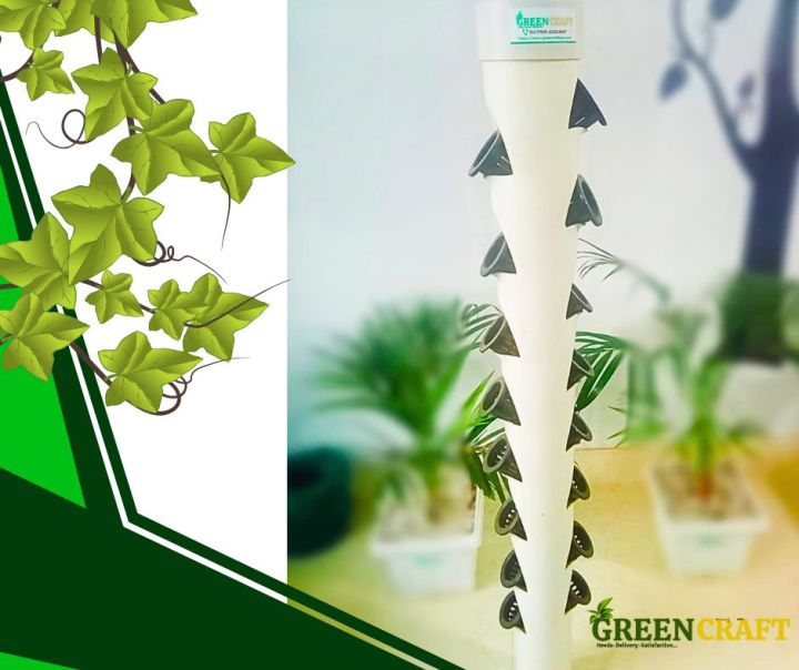 Hydroponics Tower With Net Pot 16 Holes Only Structure | Daraz.com.bd