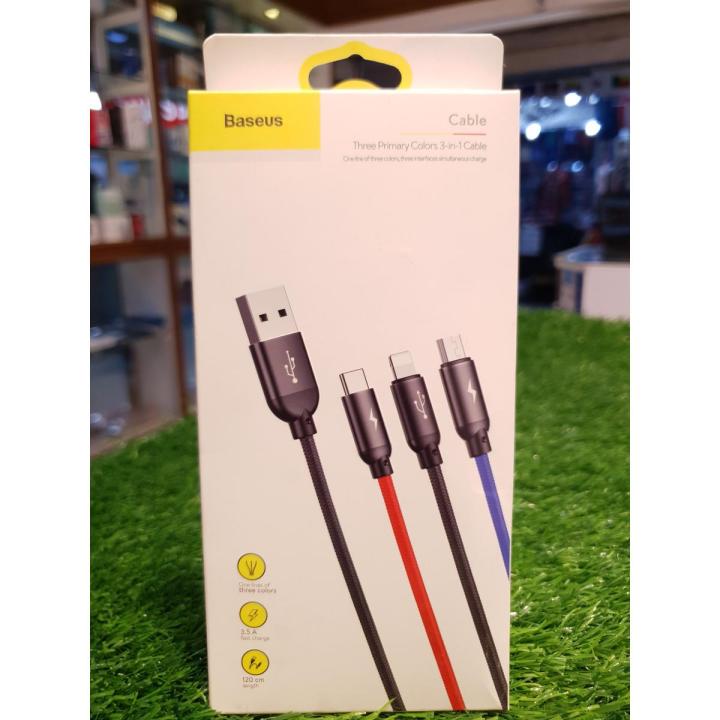 Baseus Cable Three Primary Colors 3-in-1 Cable Online of Three Colors ...